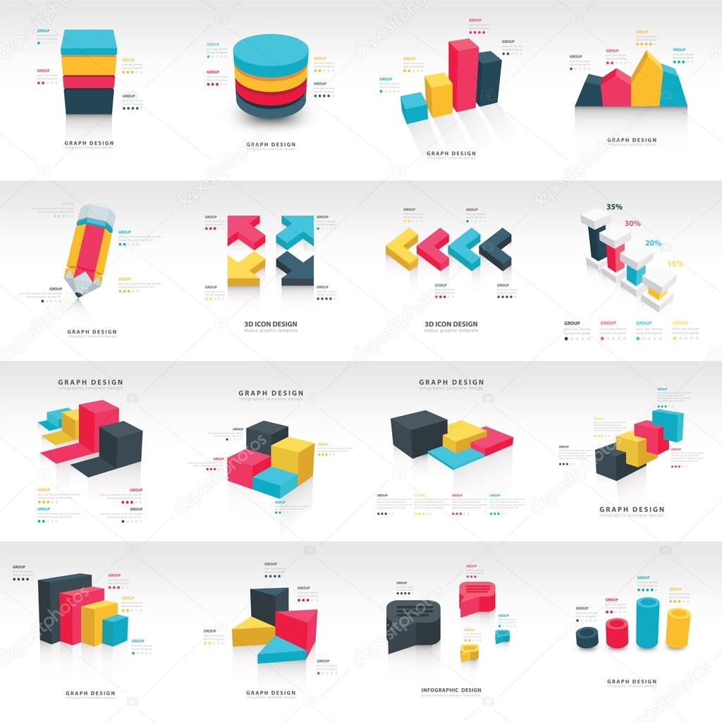 Graph design 3d info graphic template — Stock Vector © foxroar #84087560