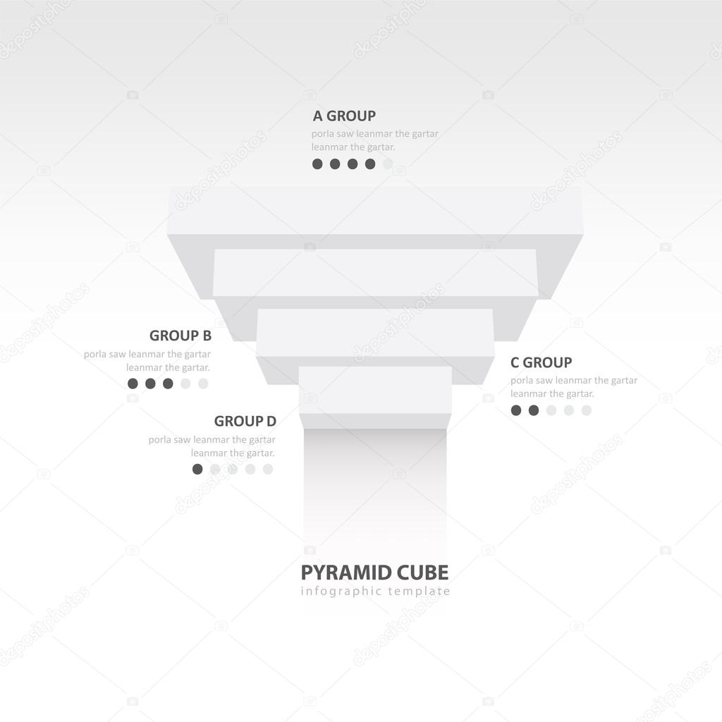 Pyramid cube upside down infographic template white color balan Stock ...