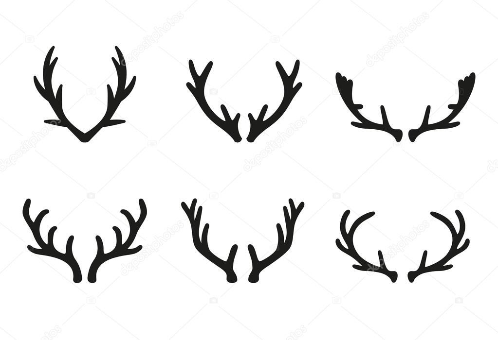 Vector deer antlers black icons set. Stock Vector by ©nadia1992 110988774