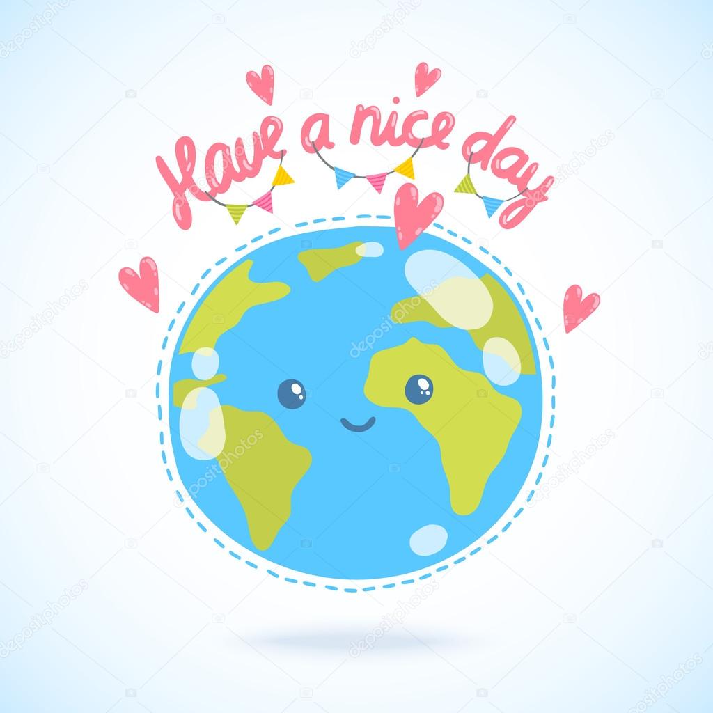 Have a nice day Earth character — Stock Vector © kostolom3ooo #72248281