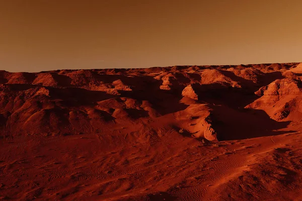 Fantastic martian landscape in rusty orange shades, Mars surface ...