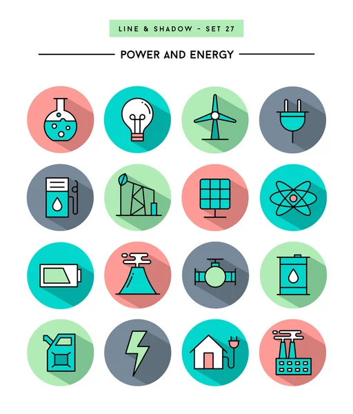 Set Energy Related Vector Line Icons Contains Icons Lights Batteries ...