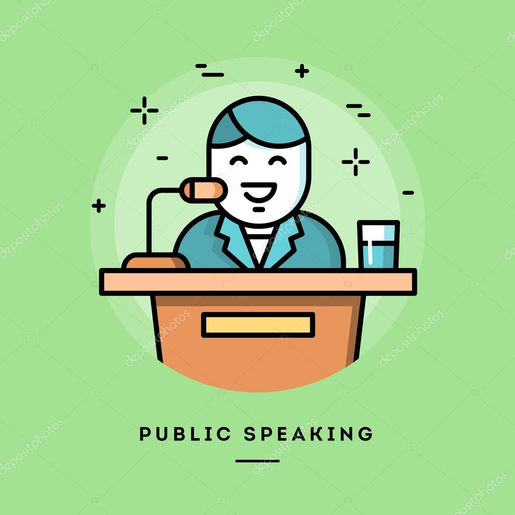 Public speaking, flat design line banner Stock Vector Image by ©mrvvv ...
