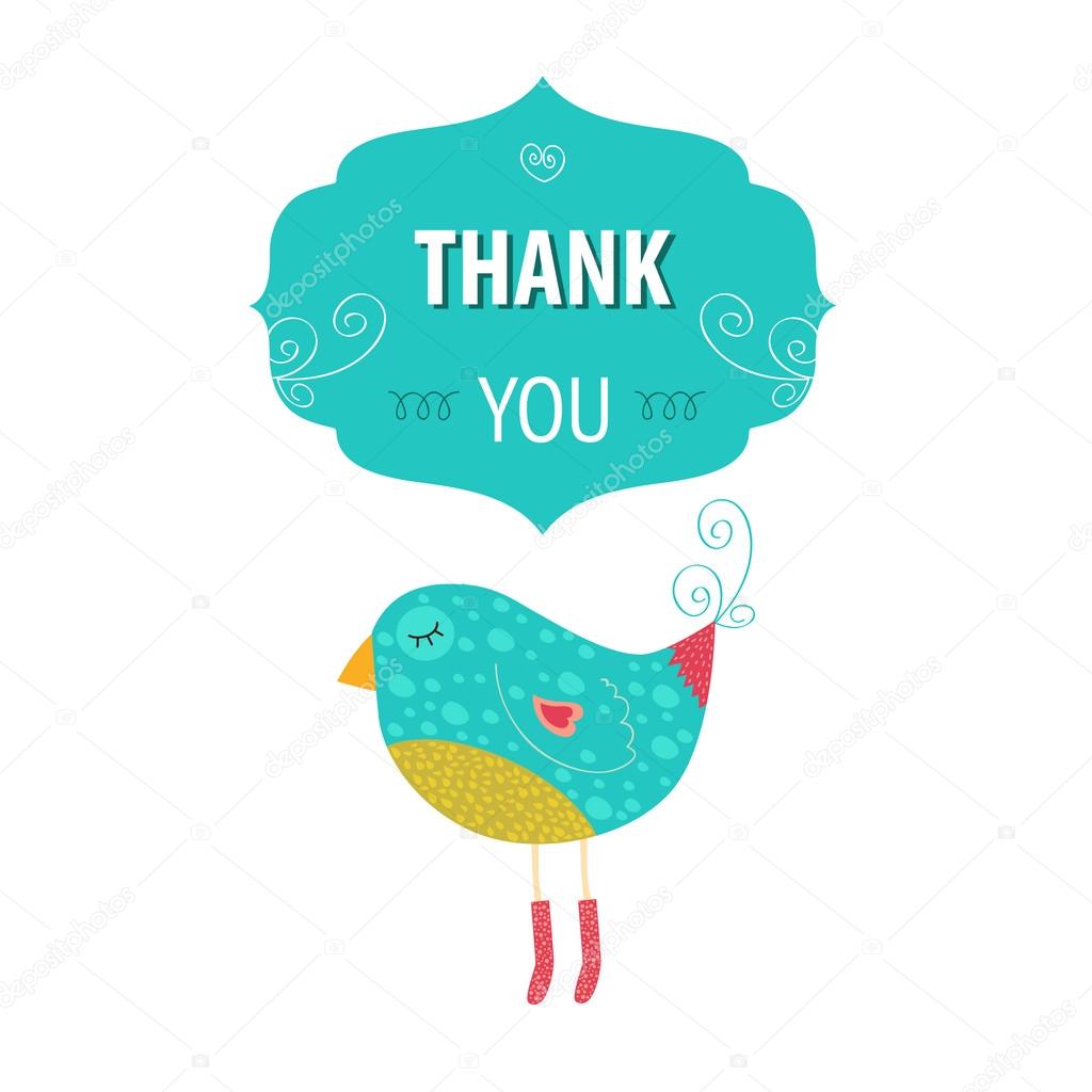 Thank you card with bird Stock Illustration by ©tatishdesign #52419497