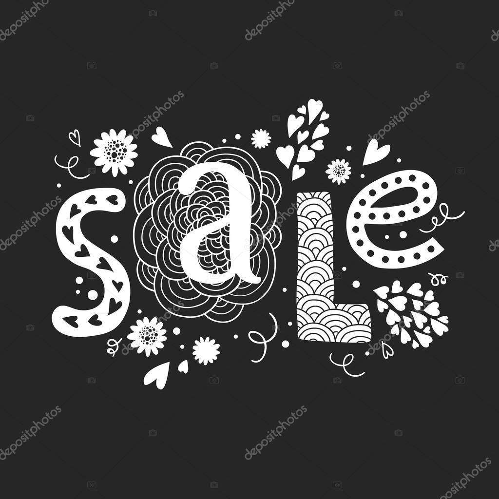 Vector lettering Sale with decorative floral elements Stock Vector ...