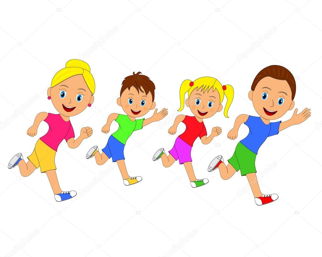 Family Running Clipart