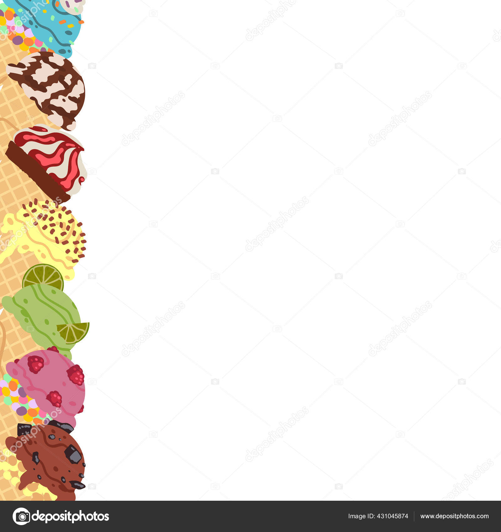 Ice Cream Frame Isolated White Background Vector Stock Vector Image by ...