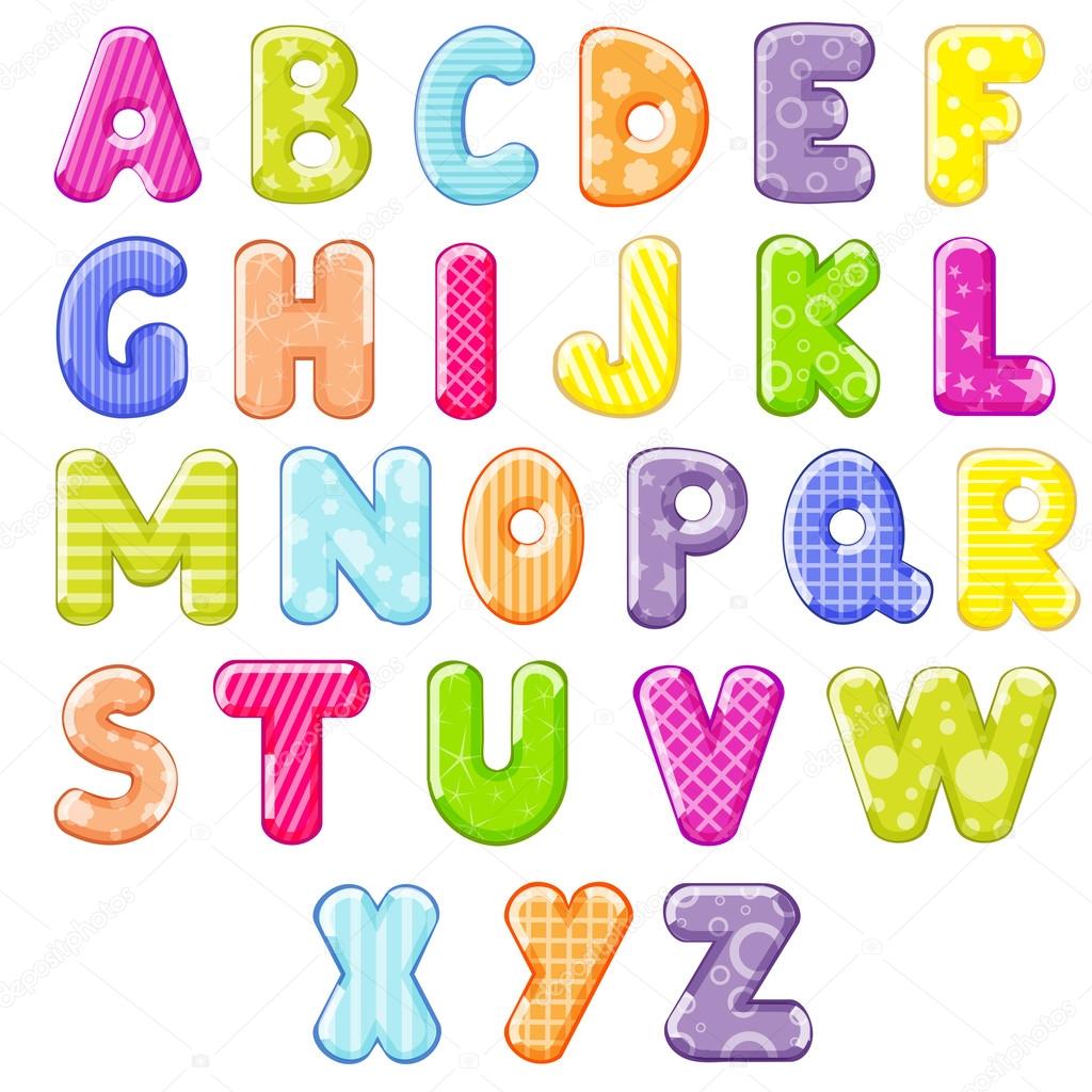 Alfabeto De Dibujos Animados Letras De Colores Lindos Numeros Signos Y ...