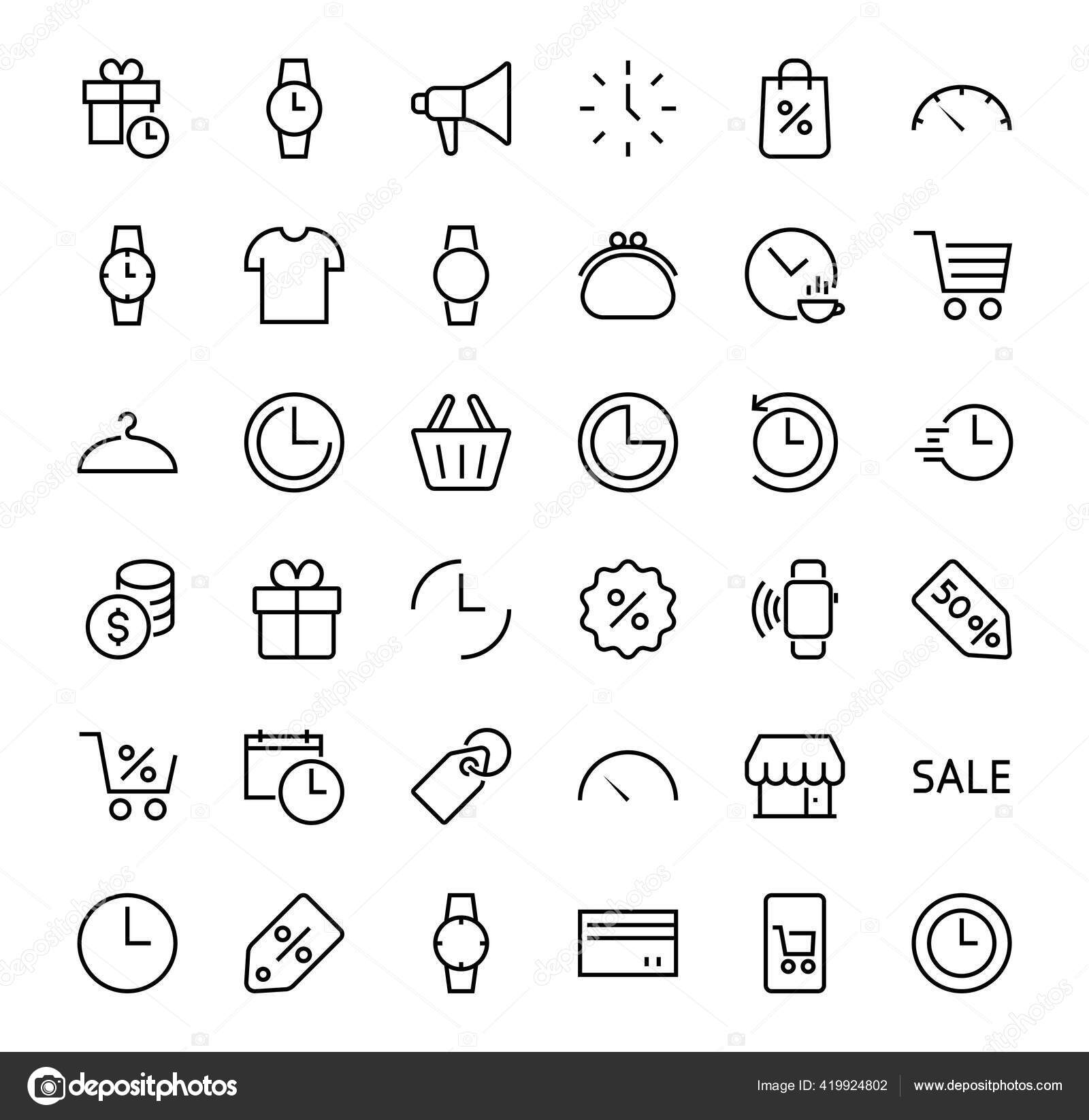 Simple Set Time Icon Color Editable Template Contains Icons Time Stock ...