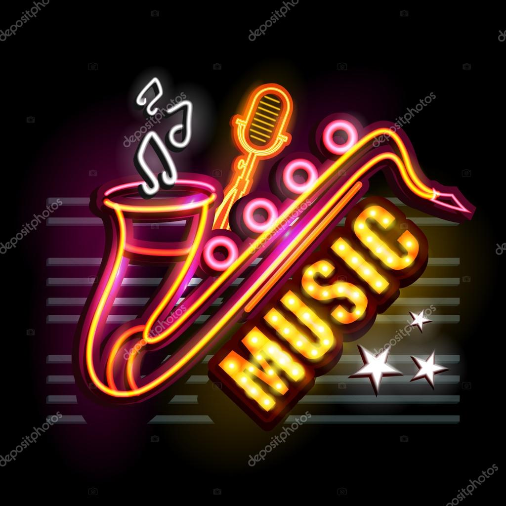 Letrero de luz de neón para música Vector de stock por ©snapgalleria ...