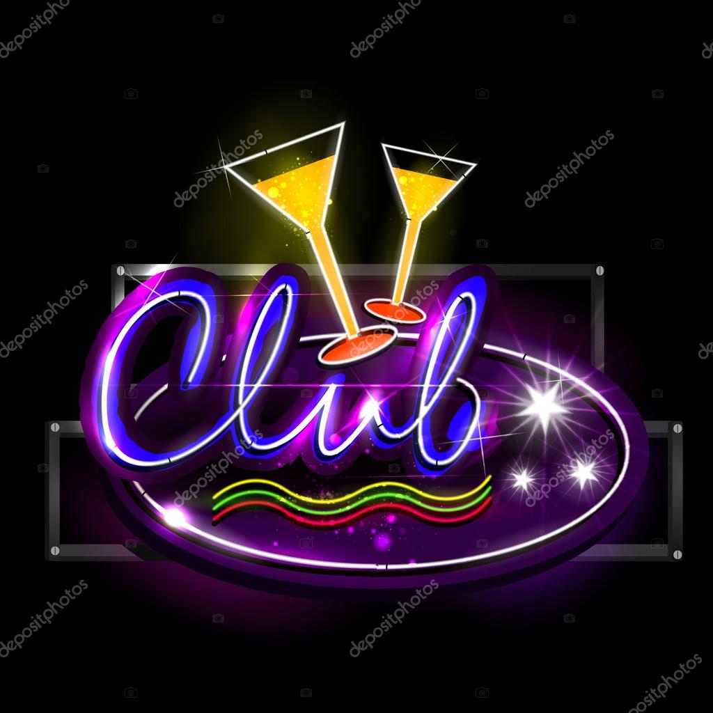 Neon Light signboard for Club — Stock Vector © snapgalleria #114873768