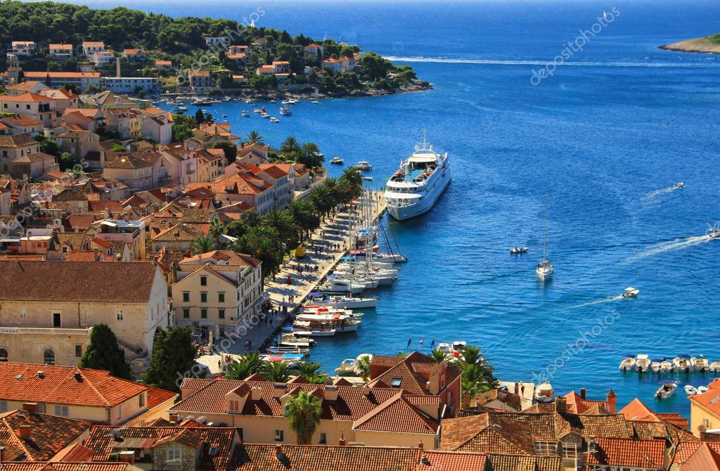 Cruise Ship is Harbouring in Small Port — Stock Photo © pemaphoto #55704649