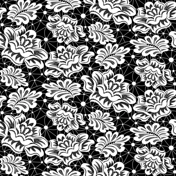 Seamless black and white floral pattern. Vector illustration. — Stock ...