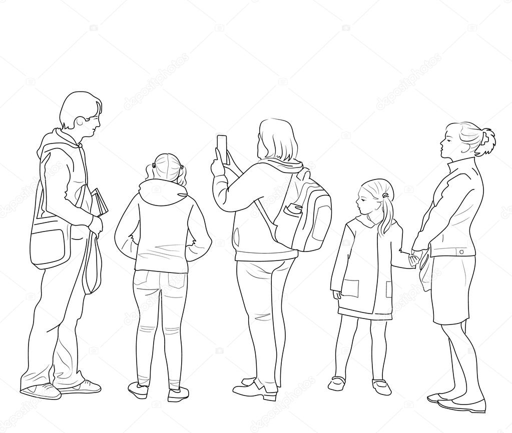 Drawing Of People Standing Stock Vector Image By ©tatiana54 93111392