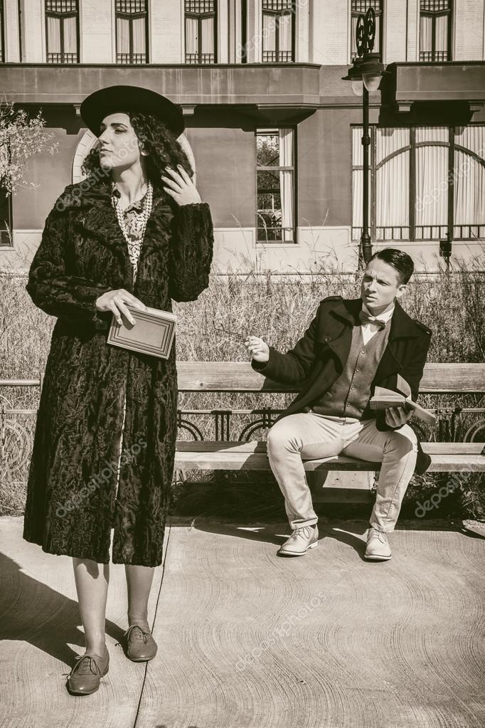 Two people with relationship problems and disagreements in vinta Stock ...