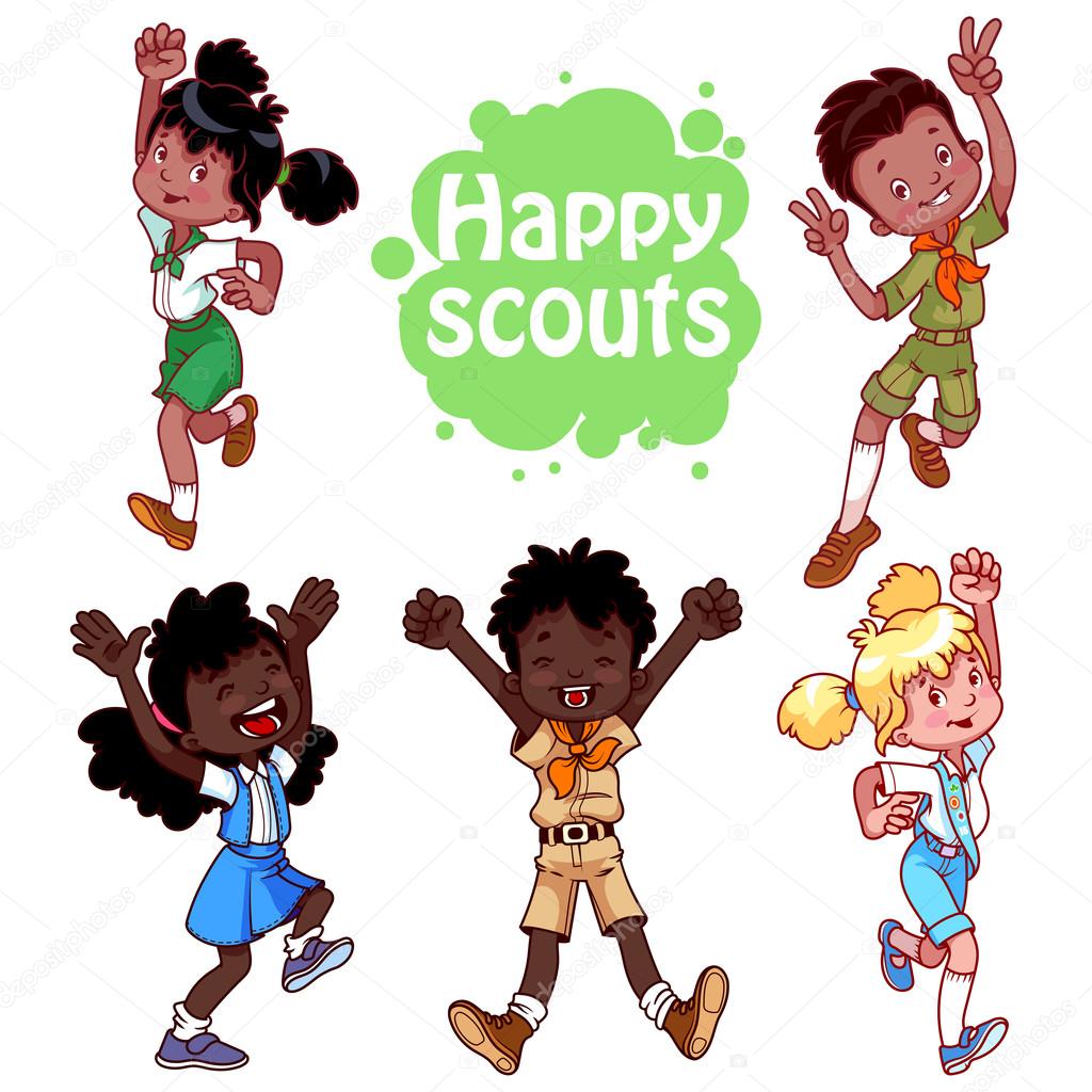 Set of happy kids. Boys and gorls scouts. Stock Vector Image by ©yavi ...