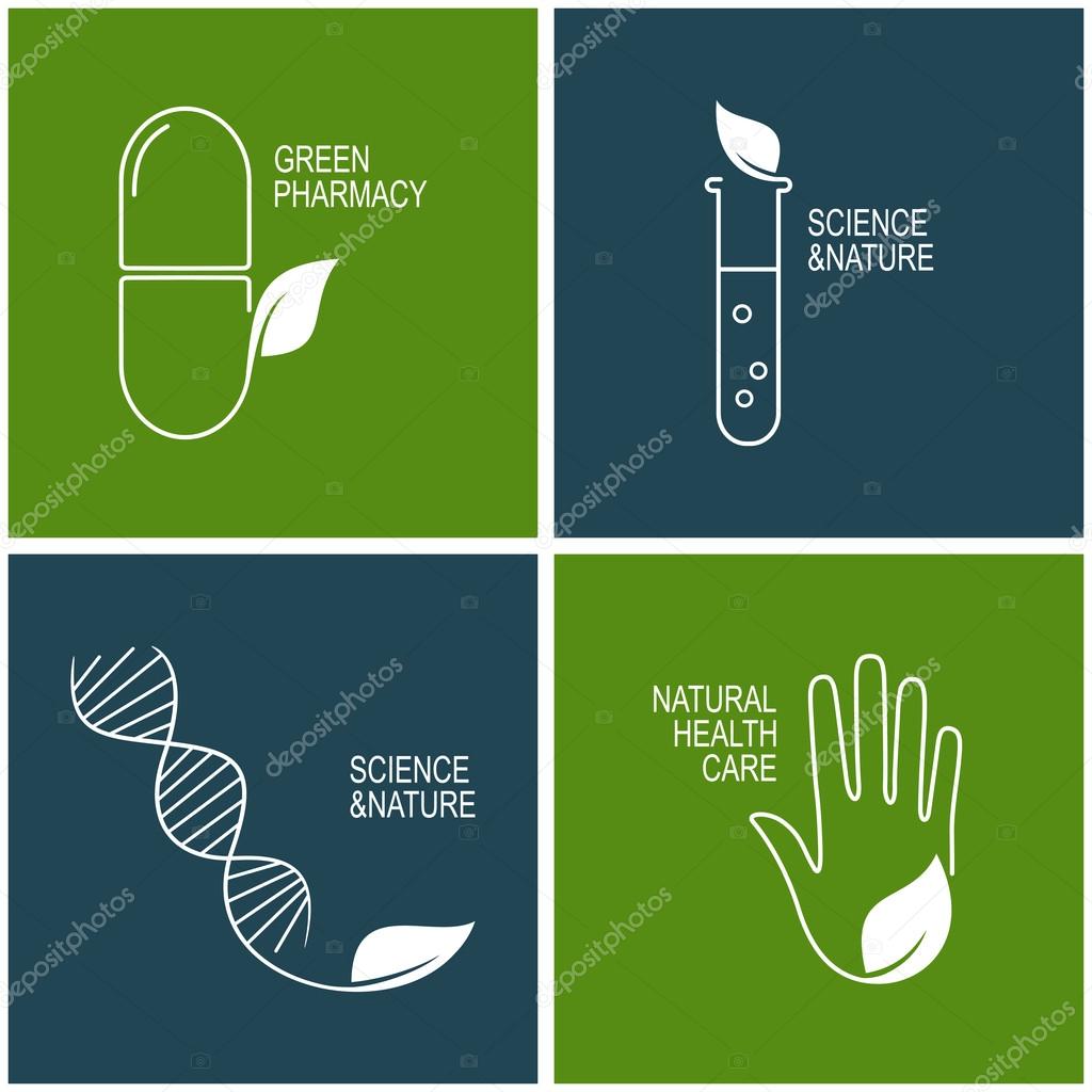 Green pharmacy and herbal medicine icons Stock Vector Image by ©CatChat ...