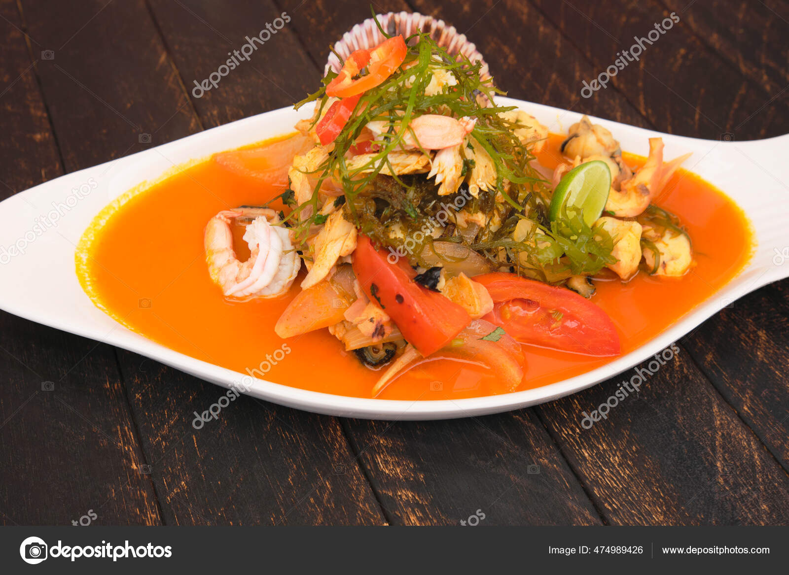 Peruvian Food Called Sudado Mariscos Seafood Fish Sweat Mixed ...