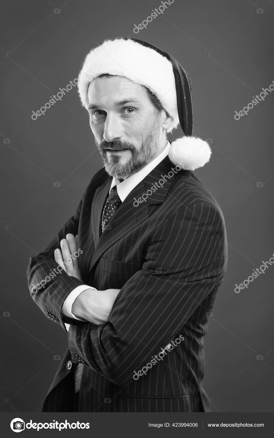 Event planner specializing. Christmas party concept. Man with beard ...