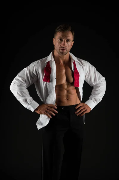 Be inspiration. Bodybuilder or muscleman black background. Elegant ...