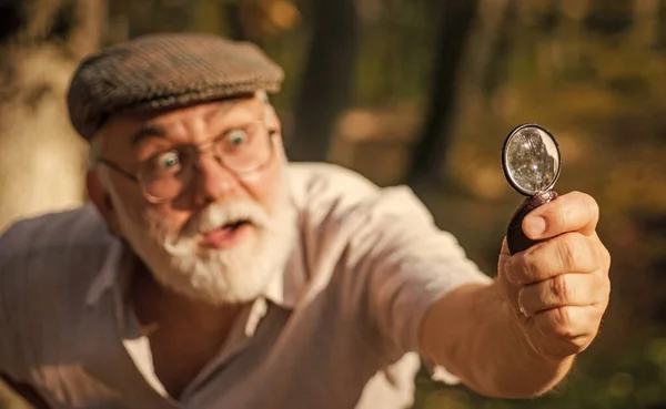 Exploring with magnifying glass. Research activity. Putting under ...