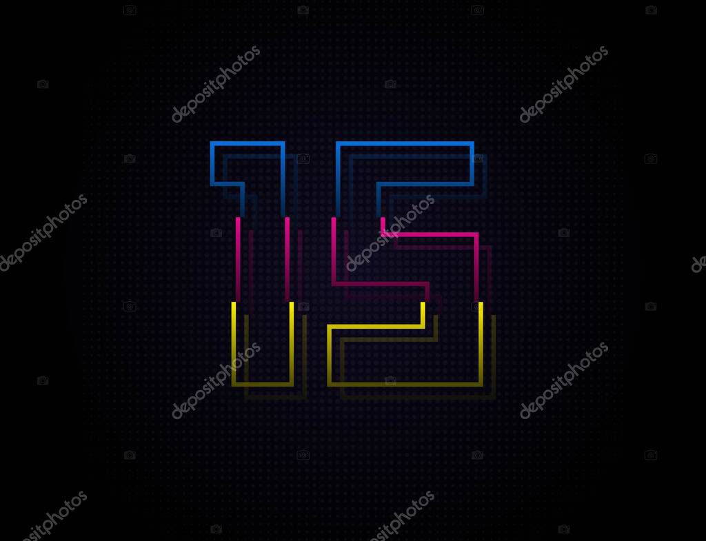 15 número colorido contorno trazo fuente. Diseño de estilo creativo ...