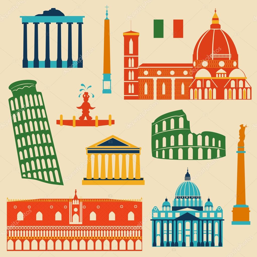 Landmarks of Italy set — Stock Vector © meowudesign #58080503