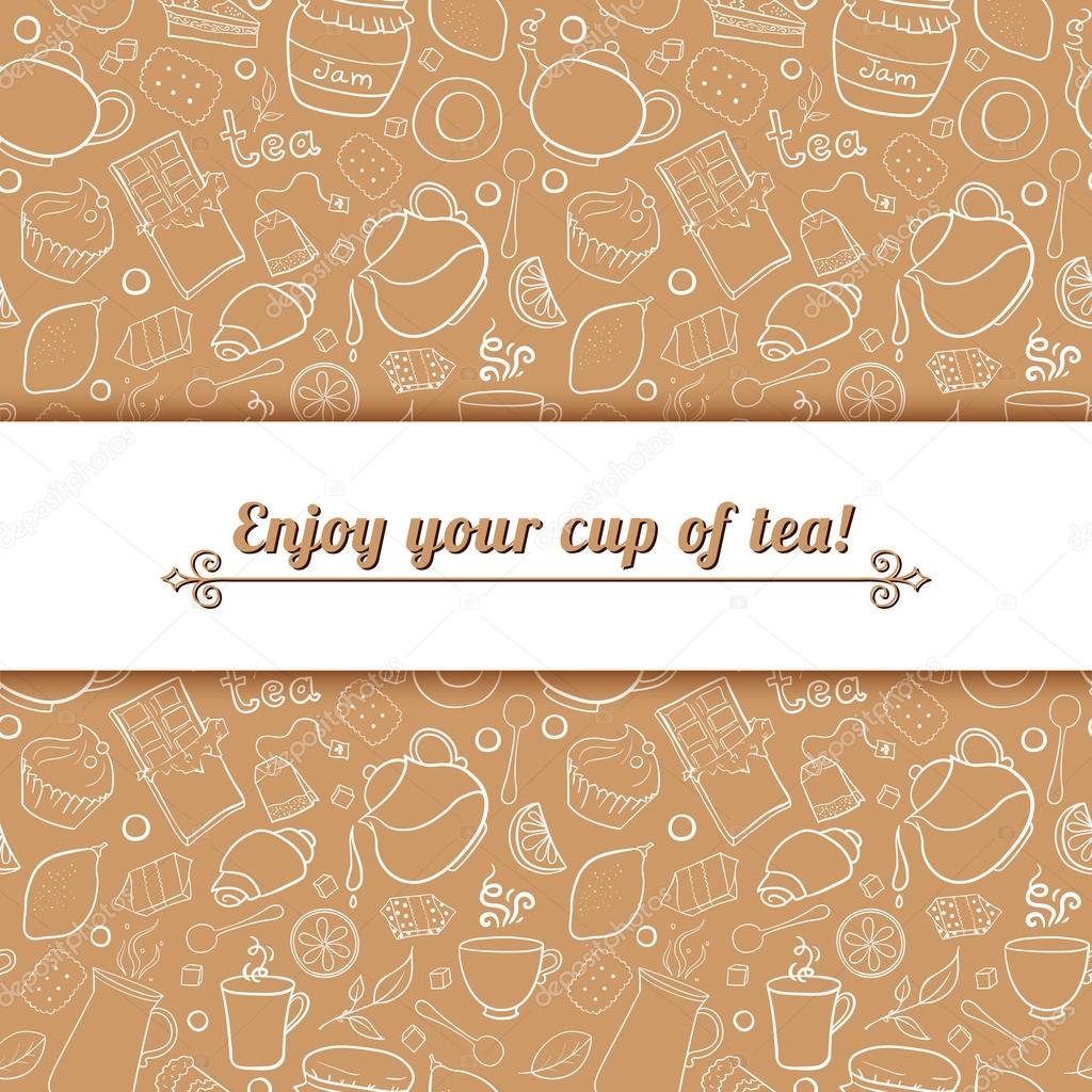 Tea and sweets background Stock Vector Image by ©meowudesign #58086233