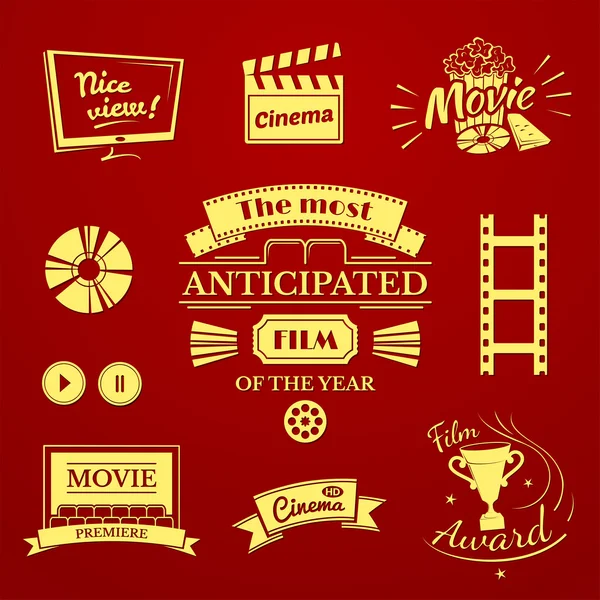Cinema logos and film labels — Stock Vector © meowudesign #82617024