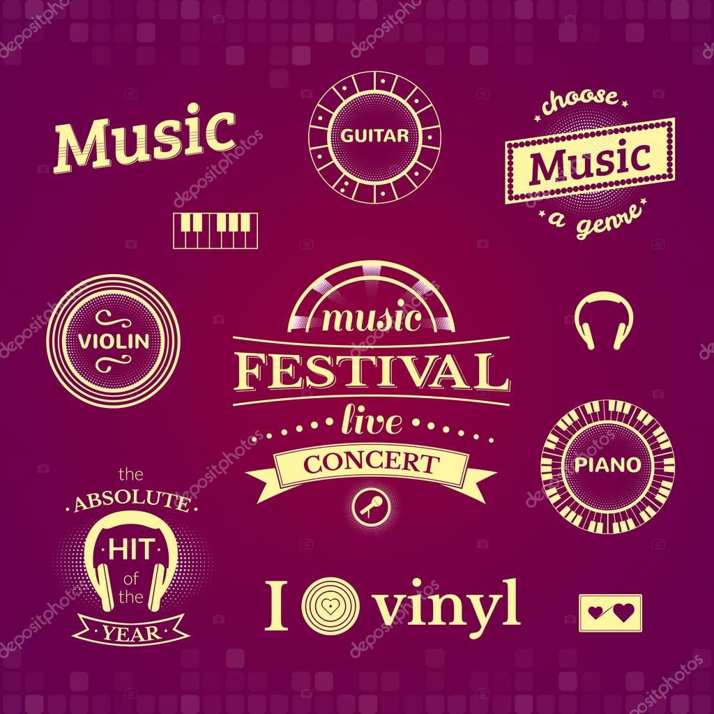 Music labels and logos Stock Vector by ©meowudesign 82524444