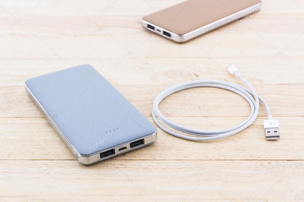 Power bank and USB cable for smartphone. Stock Photo by ©amnachphoto ...