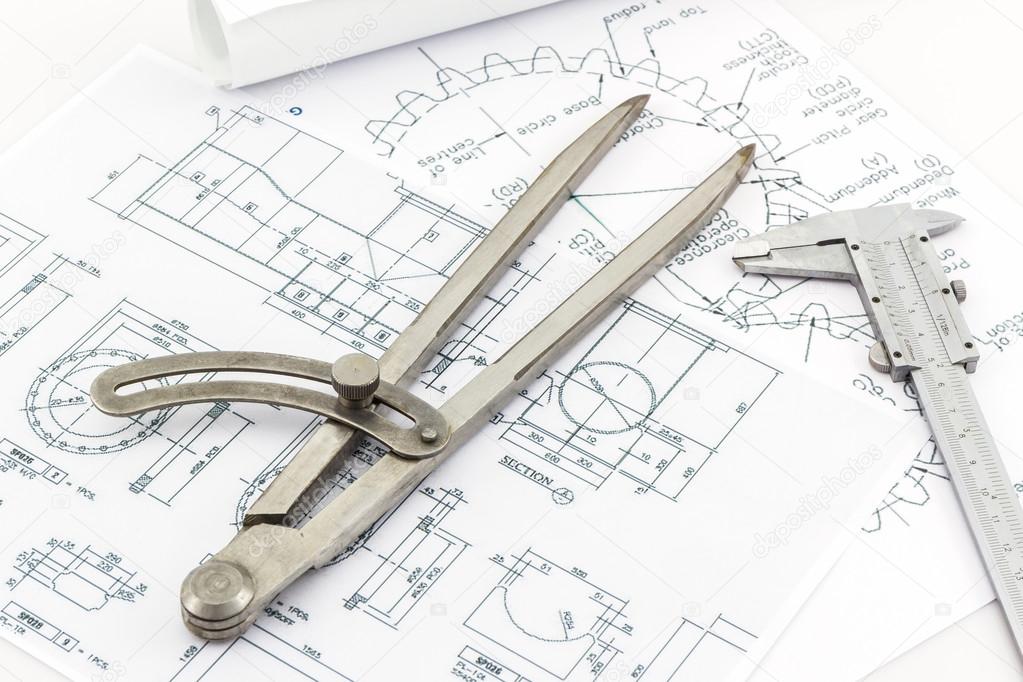Engineering dividers Tools and Vernier scale Stock Photo by ...