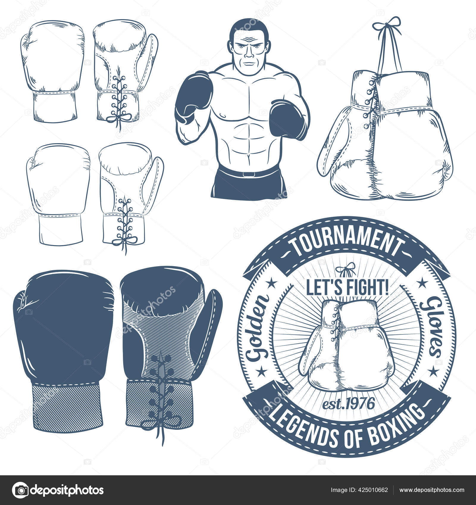 Guantes de boxeo, boxeador, logos de boxeo. Vector de Stock de ...