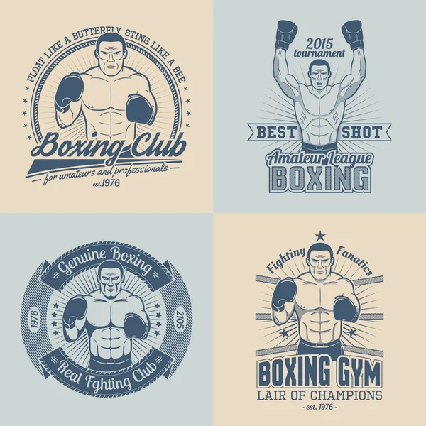 Boxing and martial arts logo badges and labels in vintage style. Stock ...
