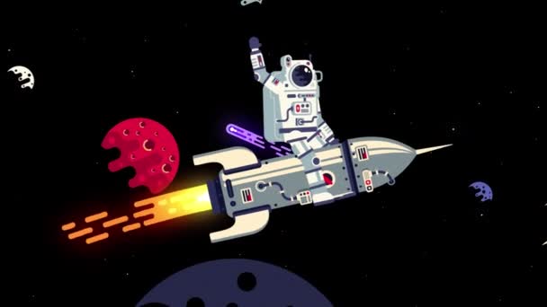 Space cowboy riding rocket. Astronaut on rocketship — Stock Video ...