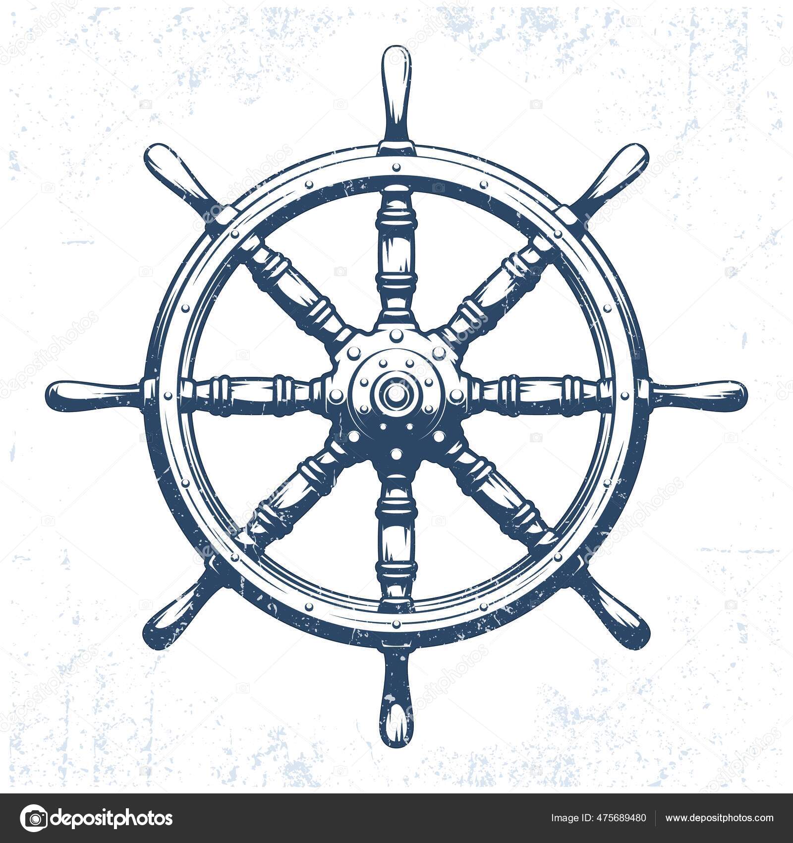Ships wheel vintage grunge vector illustration Stock Vector by ...