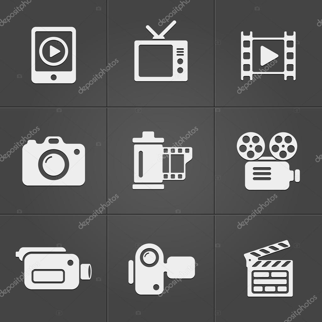 Video icons over black background. vector Stock Vector Image by ©Moofer ...