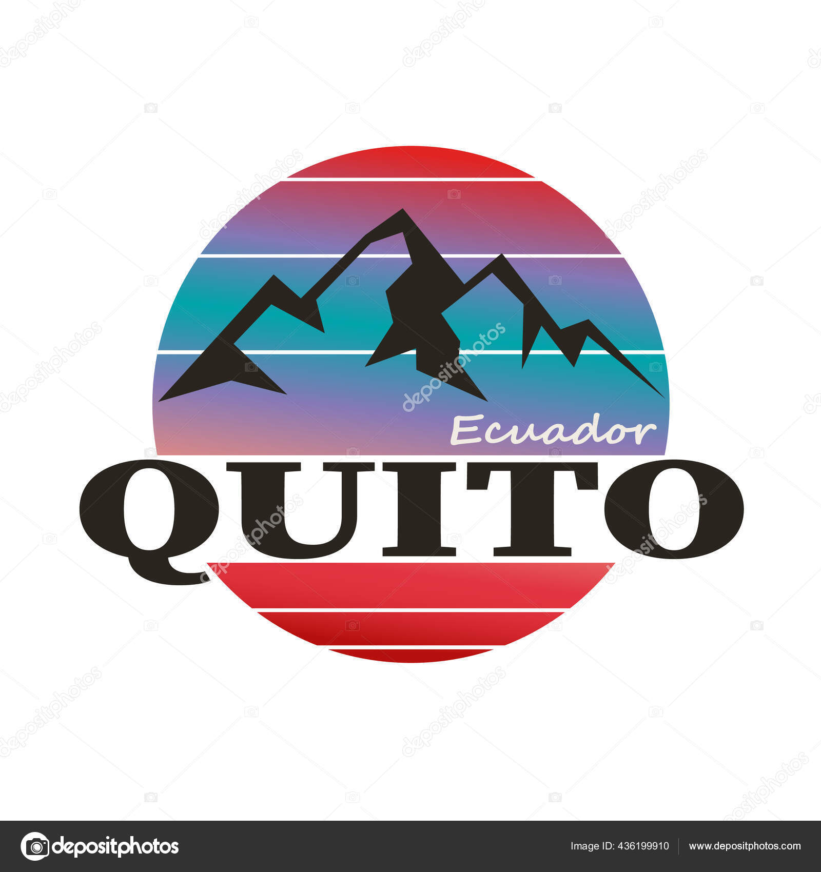 Quito, Ecuador Logo. Aventura Paisaje Diseño Vector Ilustración. Vector ...