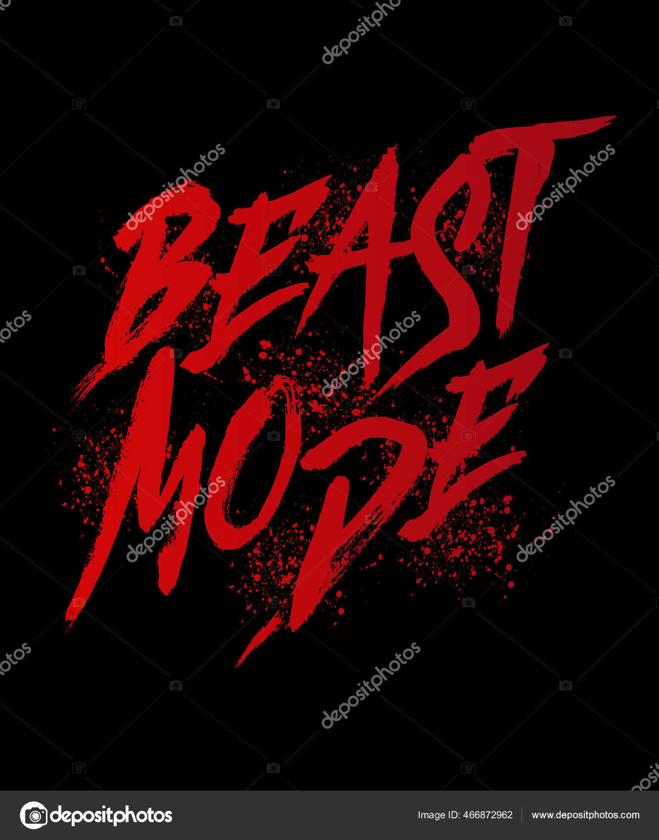Beast mode word hand lettering. brush style letters on isolated ...