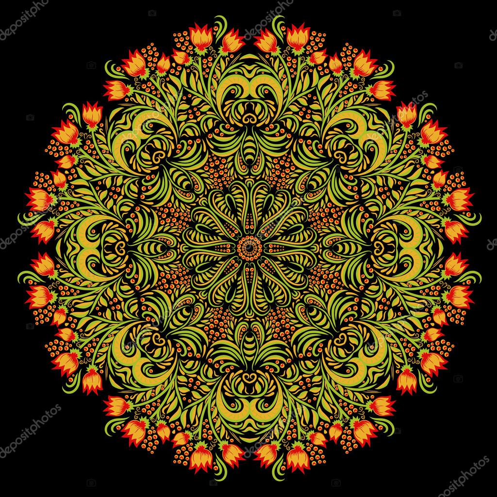 Round khokhloma pattern Stock Vector Image by ©meinlp_comm #114244834