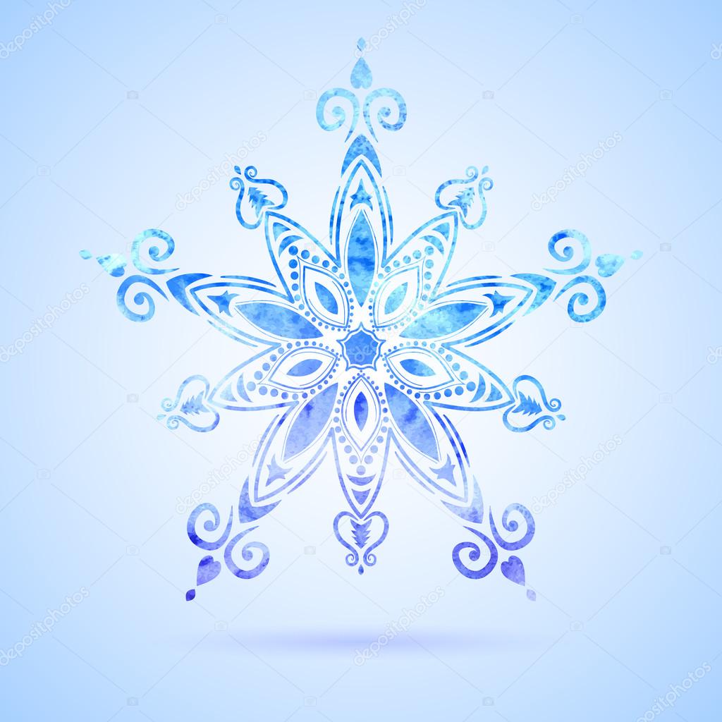 Watercolor blue snowflake Stock Vector Image by ©Tanjulchik #52783885