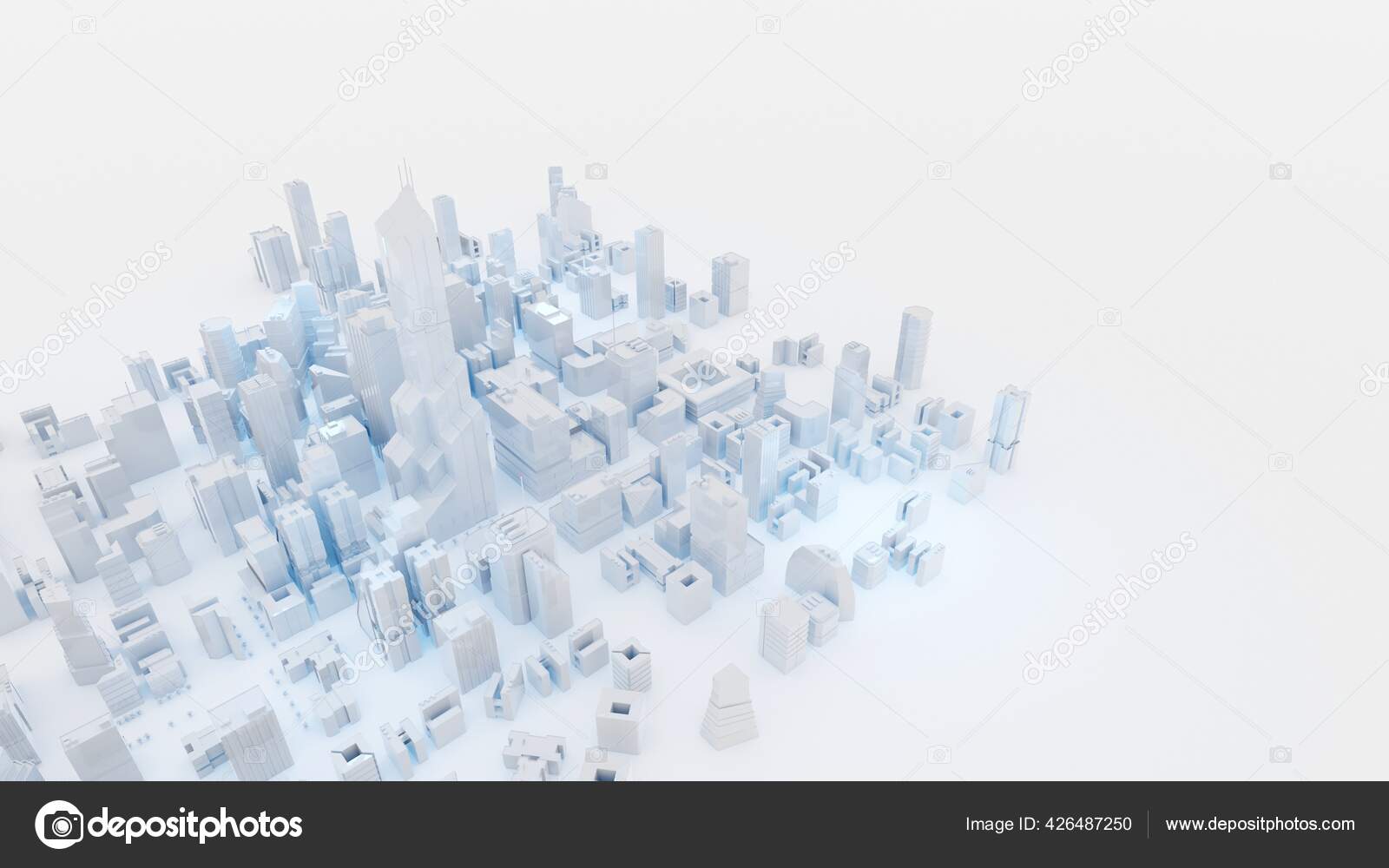 Modern Clean White City White Background Digital Render Stock Photo by ...