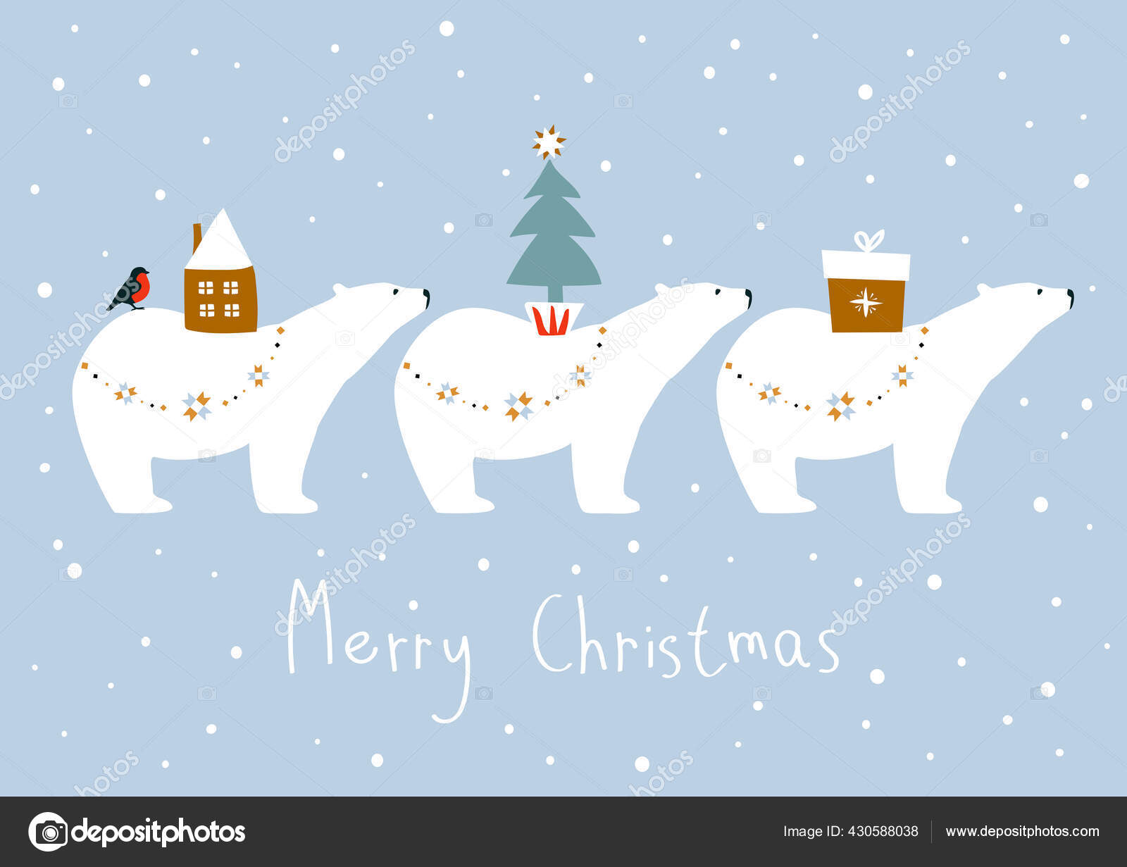 Cute Cartoon Polar Bears Christmas Tree Stock Vector By ©mrs Opossum