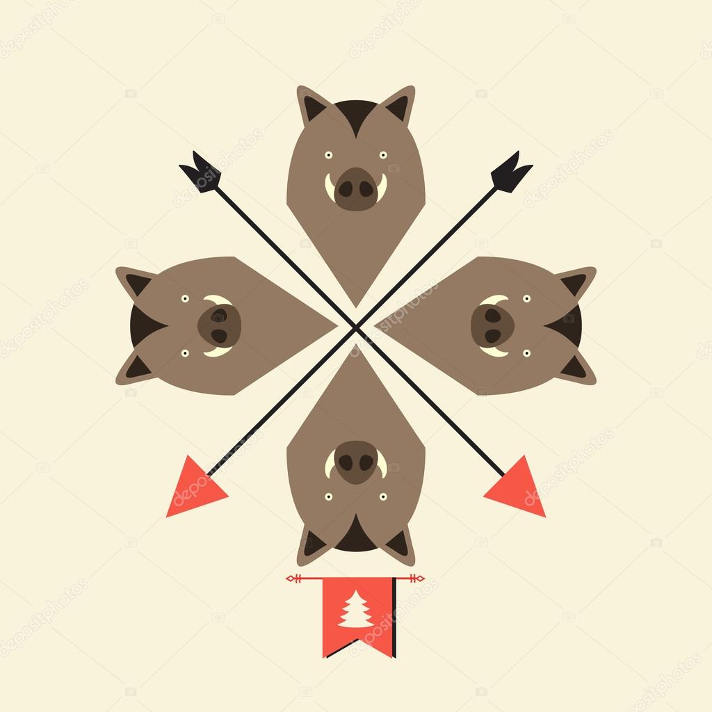 Pattern of boars with arrows Stock Vector Image by ©mrs_opossum #96078280