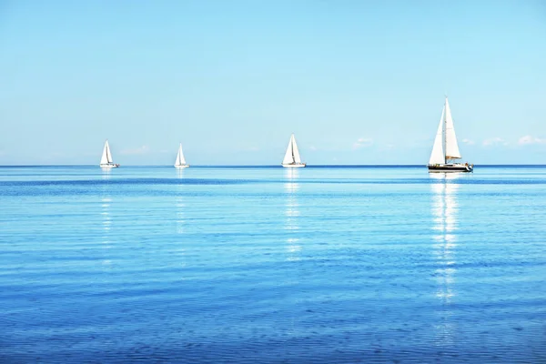 Blue Sloop Rigged Yacht Sailing Open Baltic Sea Close Dramatic Stock ...