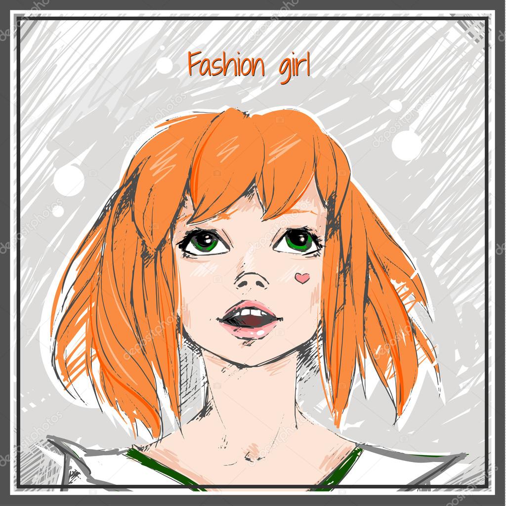 Red Haired Girl — Stock Vector © Widmachka 51876357