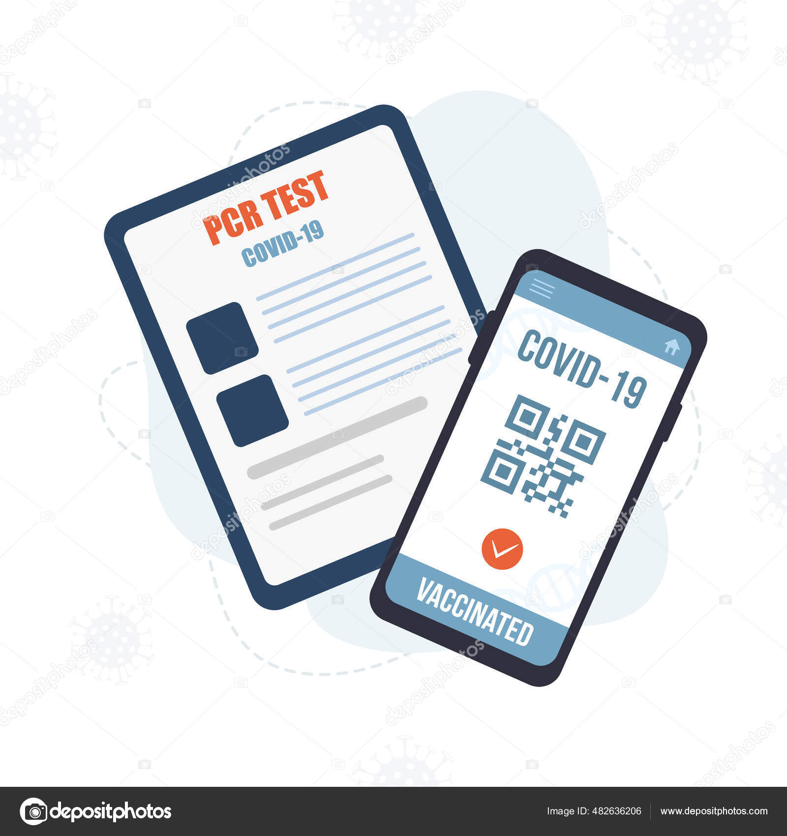 QR code with vaccine passport. Electronic results on smartphone screen ...