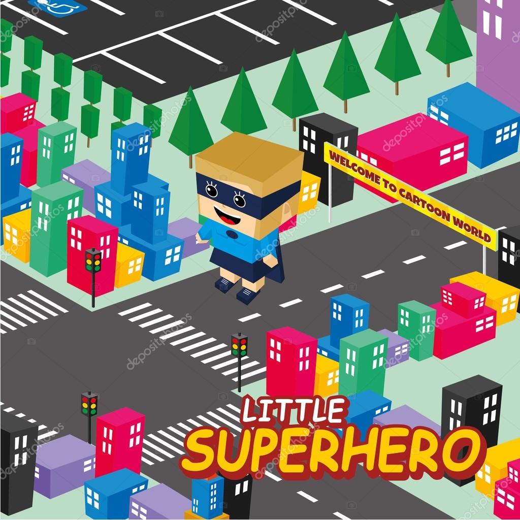 Amazing superhero - isometric block theme Stock Illustration by ...