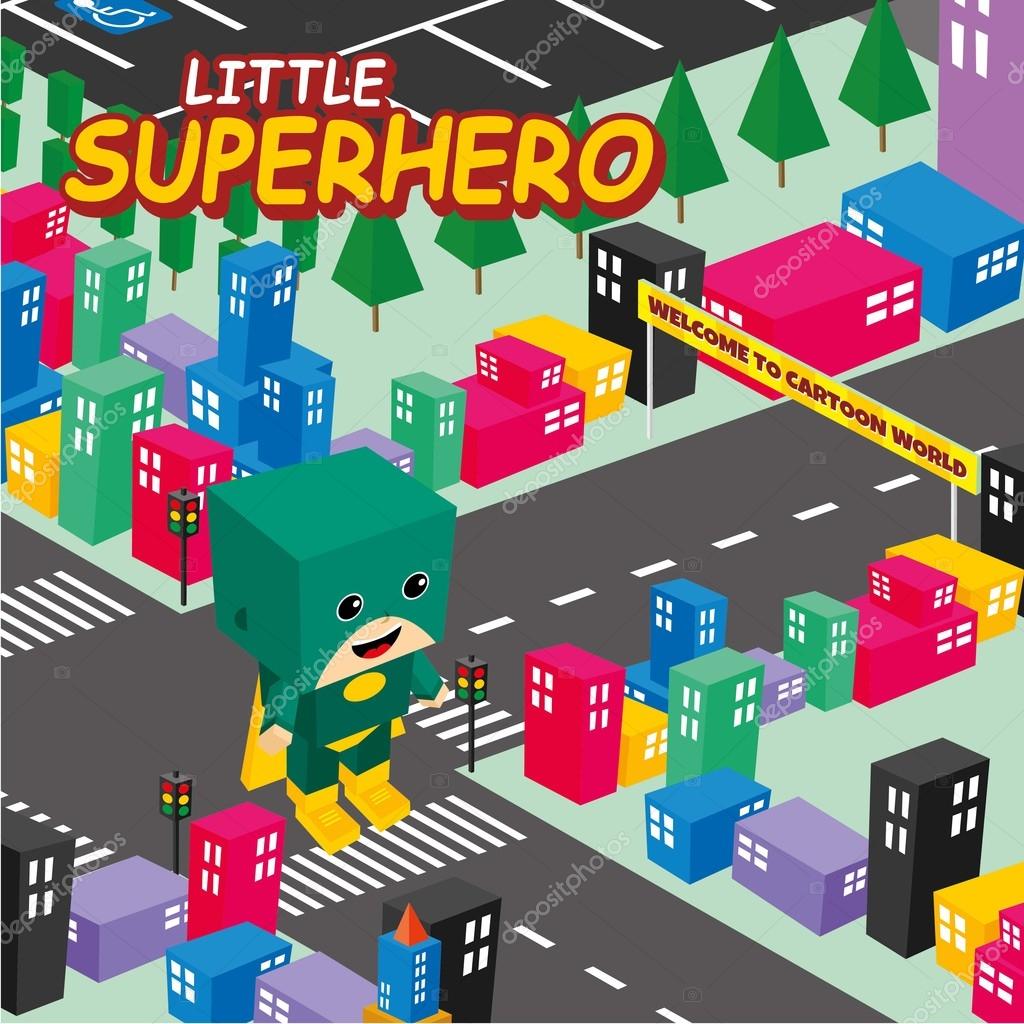 Amazing superhero - isometric block theme Stock Illustration by ...