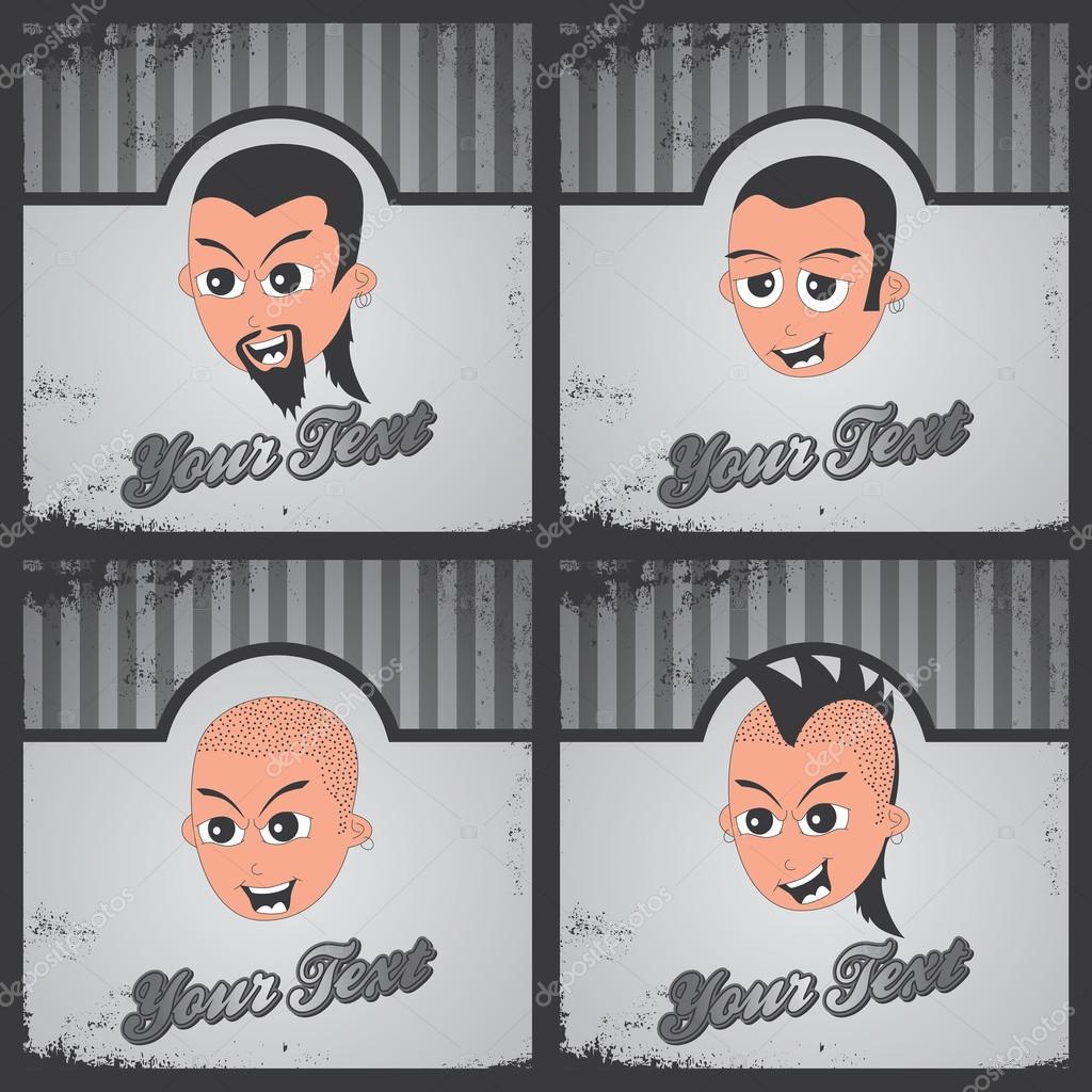 Cartoon heads set retro Stock Vector Image by ©vectorfirst #110355032
